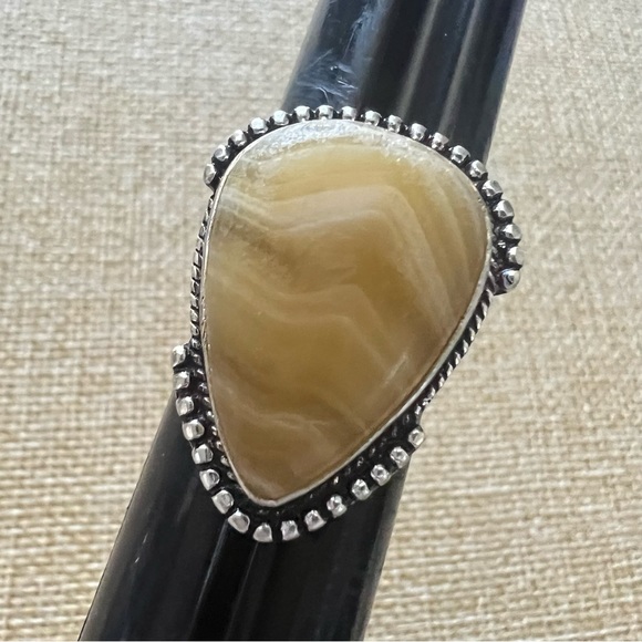 Hand Crafted | Jewelry | Yellow Lace Agate Calcite Ring Size 8 | Poshmark
